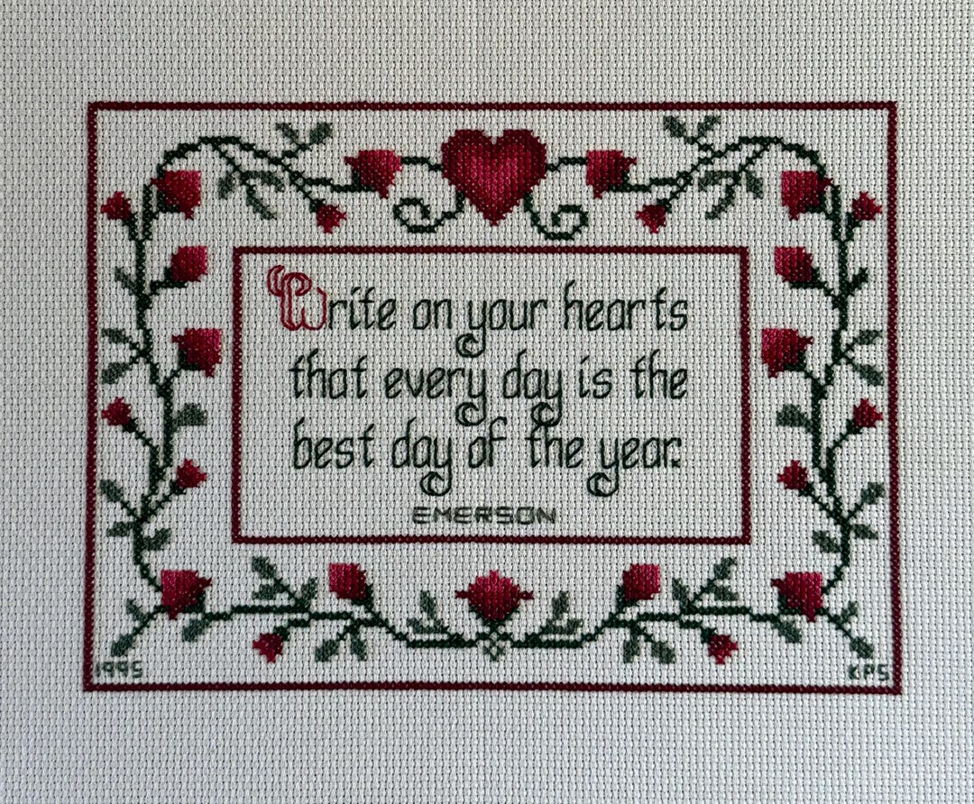 Handmade Needlepoint Emerson Quote Finished Cross Stitch Farmhouse Home ...