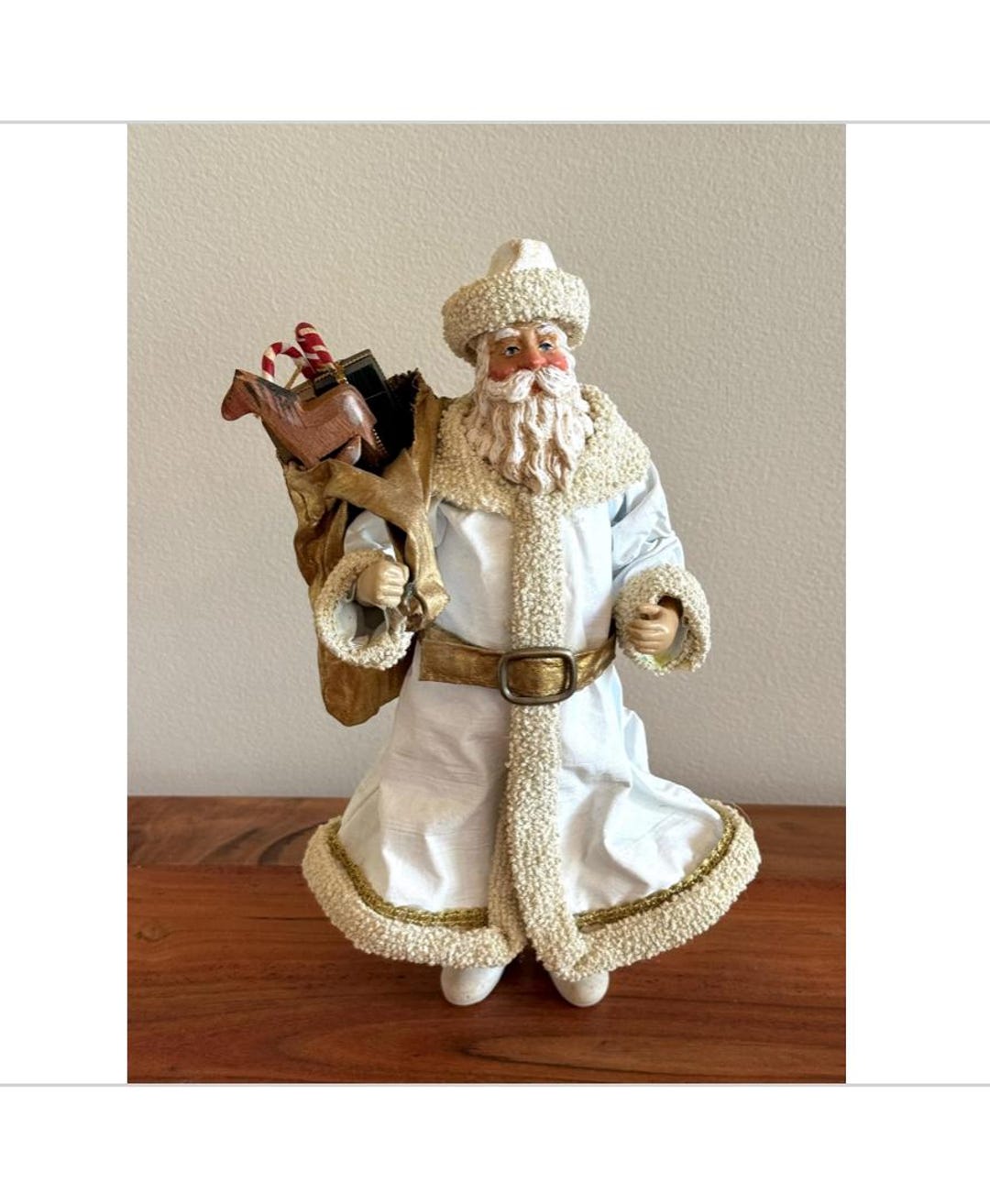 Vintage Clothtique Santa Claus White Robed 1980s Christmas Holiday Home ...