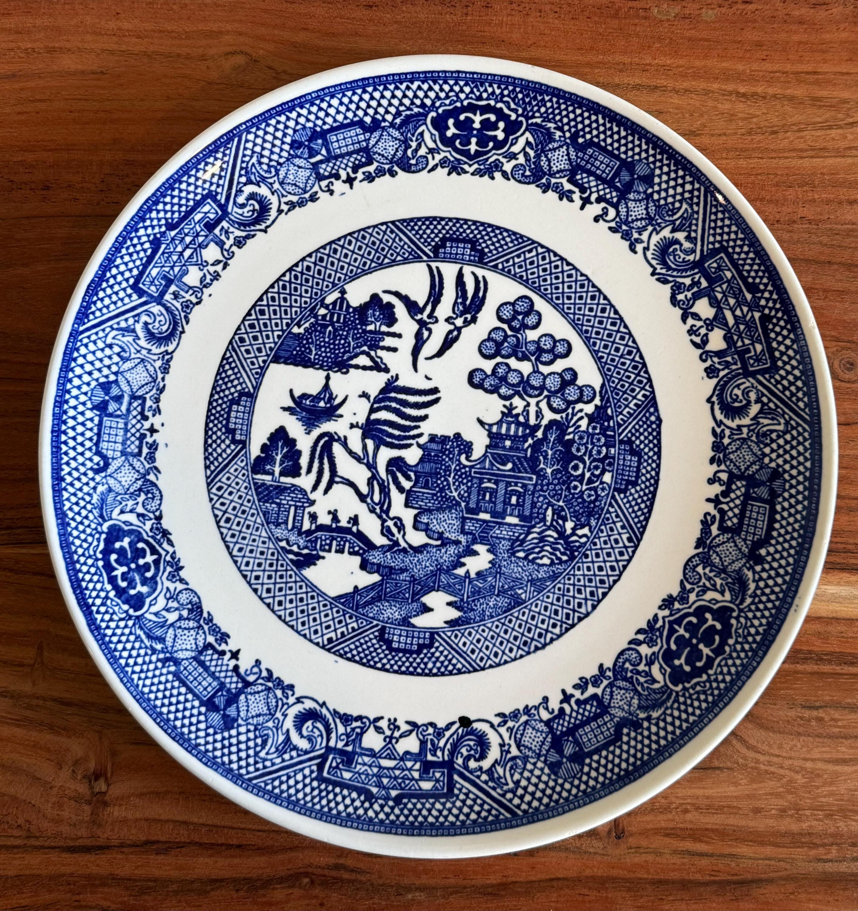 Vintage Blue Willow Dinner Plate Blue and White English Cottage Antique ...