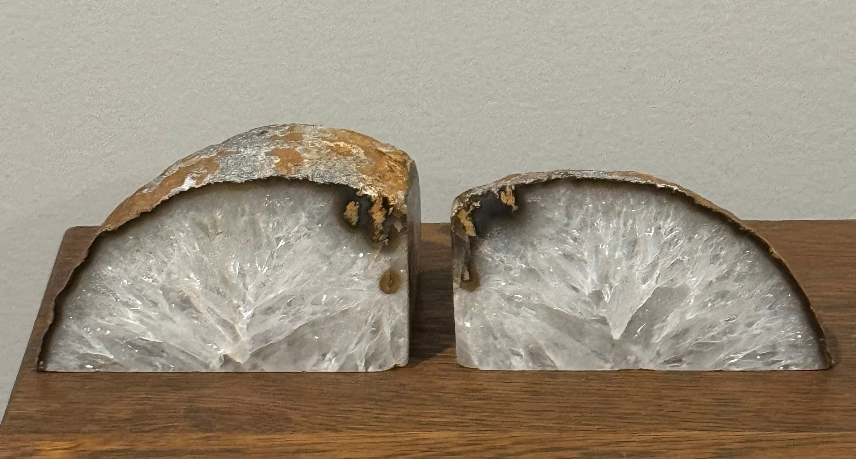 Quartz Crystal Geode Bookends Pair Natural Stone Home Decor - Etsy