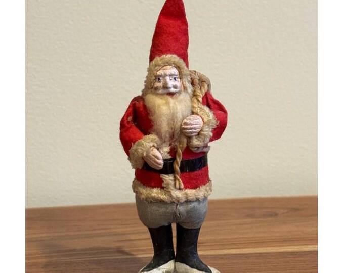 Vintage Christmas Early Santa Claus Figurine Primitive Clay Face ...