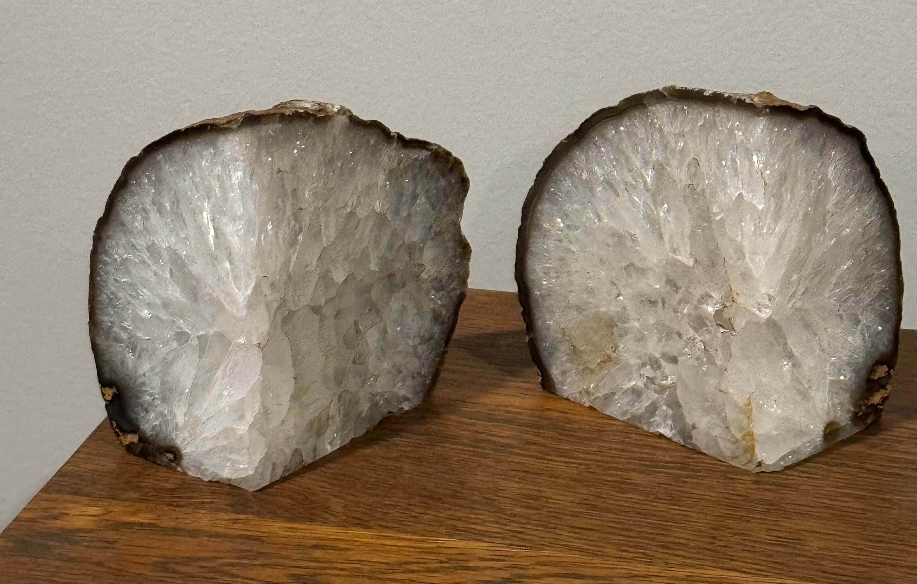 Quartz Crystal Geode Bookends Pair Natural Stone Home Decor - Etsy