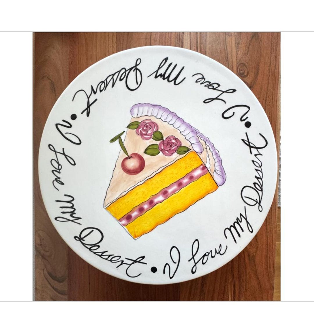 Hand Painted Cake Plate Whimsical Kitchenware Home Decor Cake Stand ...