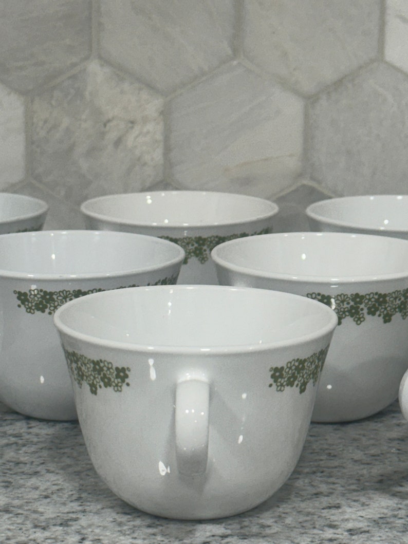 Vintage Set of 9 Corelle Tea Cups 1970’s Mugs Crazy Daisy Spring ...