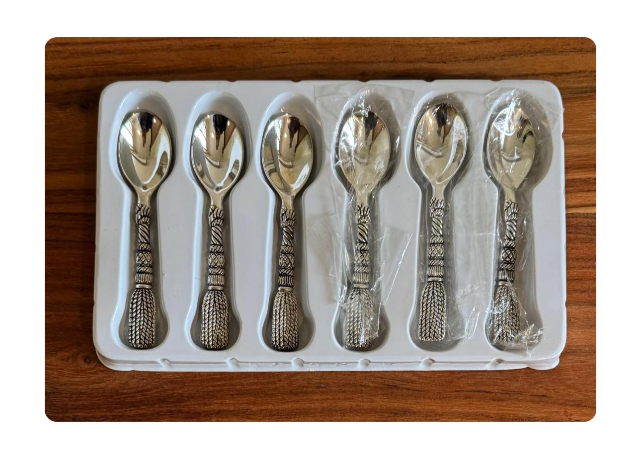 New in Box Silea Elegance Set of 6 Tea Spoons Silver Plate Flatware ...