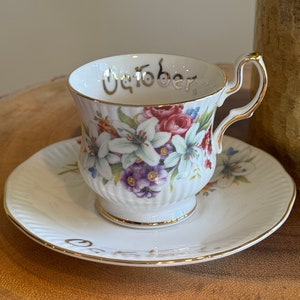 Tea Cup & Saucer October Birthday Month Gift Tea Party - Etsy