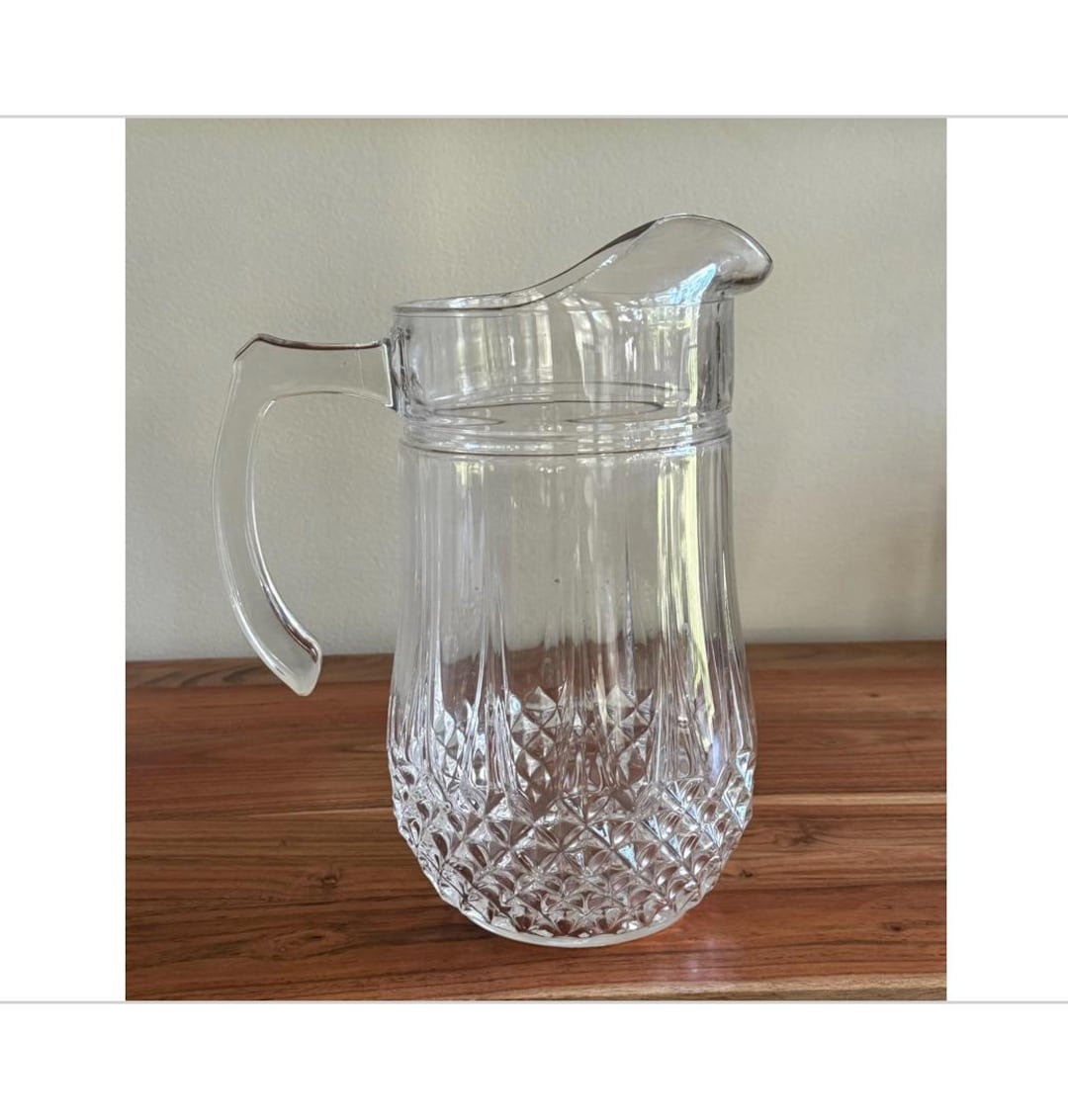 Vintage Clear Glass Pitcher Antique Kitchenware French Country English ...