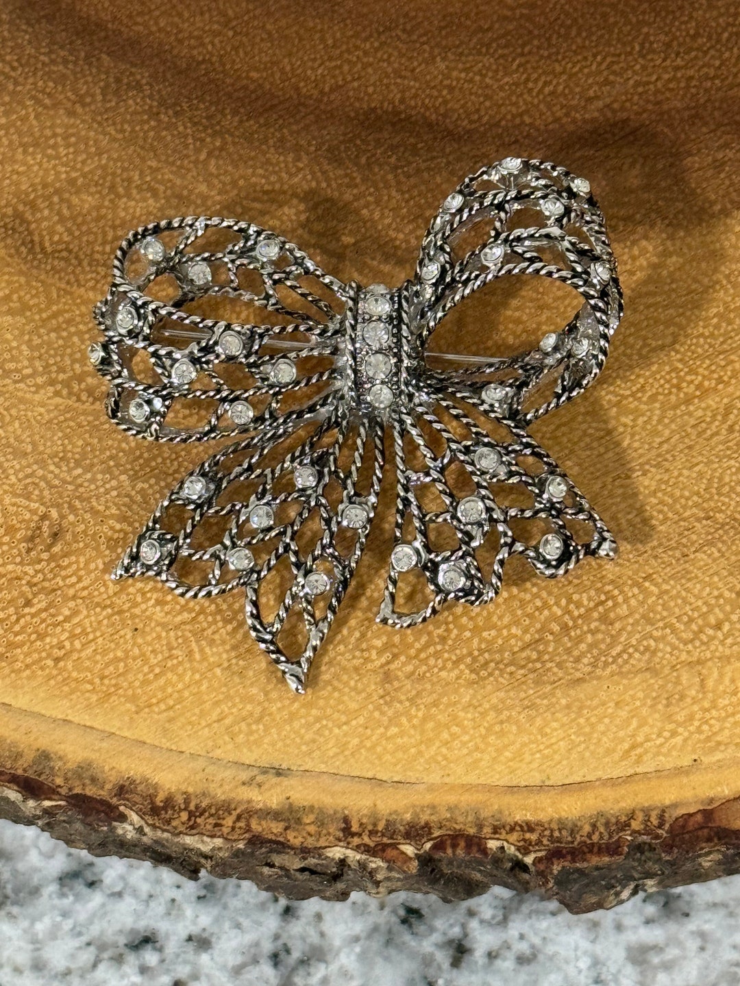 Vintage Bow Pin Brooch Rhinestone Jewelry Gift Silver Bow - Etsy