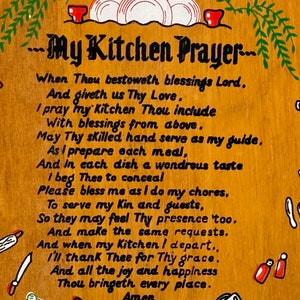 Vintage Wooden Wall Hanging My Kitchen Prayer Plaque Farmhouse Home ...