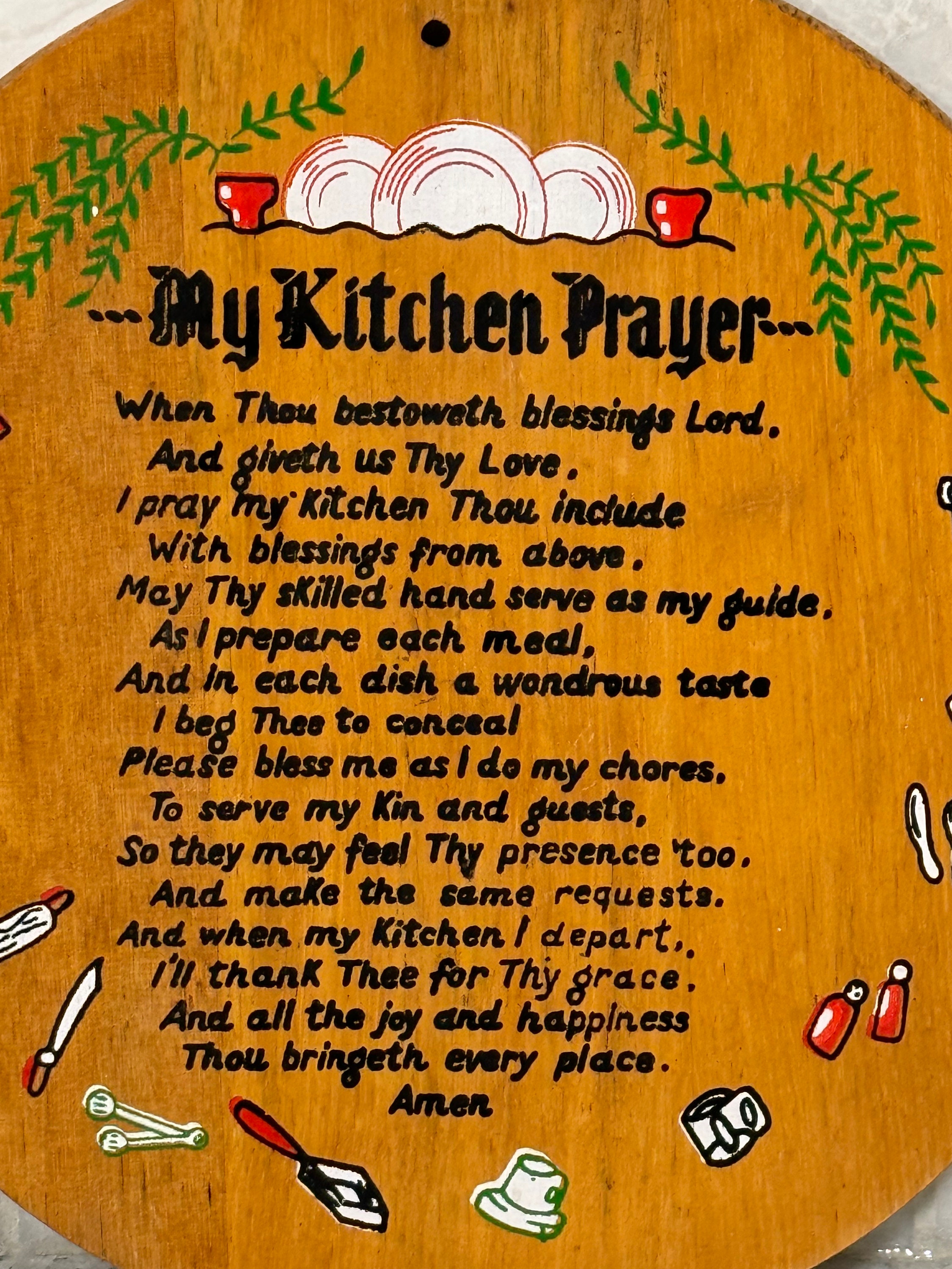 Vintage Wooden Wall Hanging My Kitchen Prayer Plaque Farmhouse Home ...