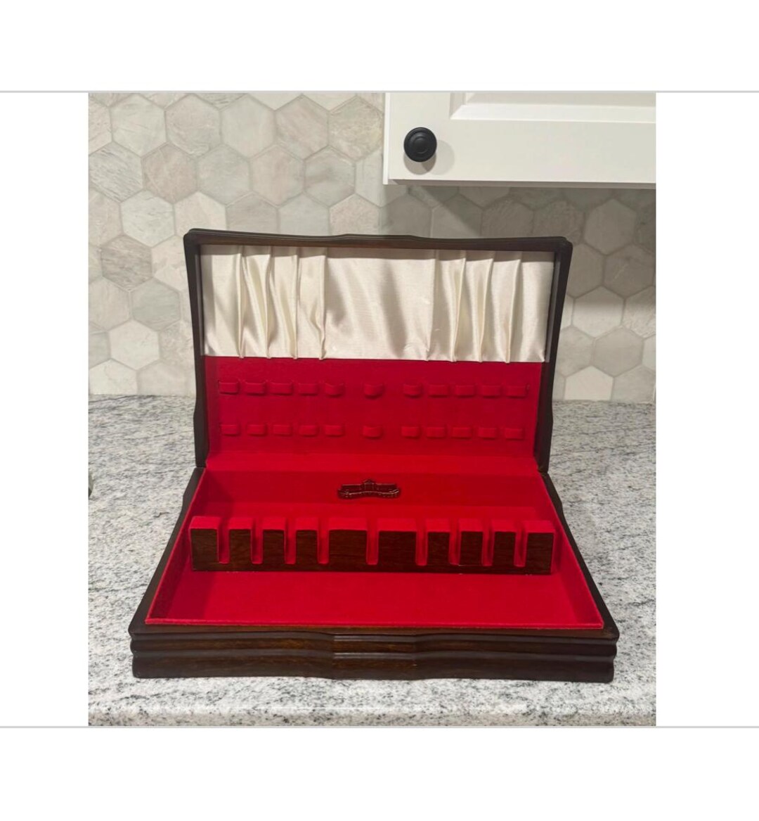 Vintage Wooden Silverware Chest Storage Box Flatware Holder - Etsy