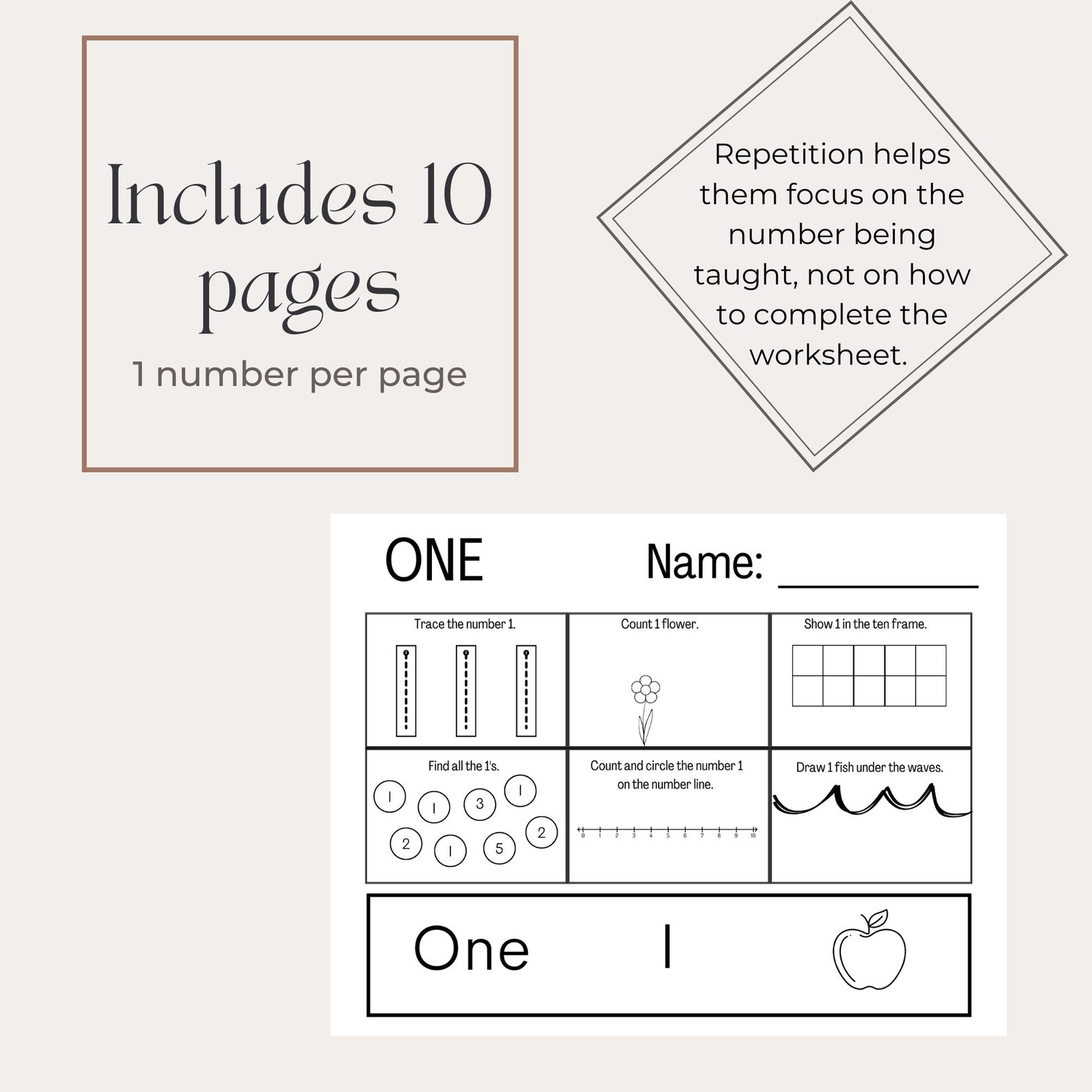 Number Worksheet Printable, Number Identification, Numbers 1-10 ...