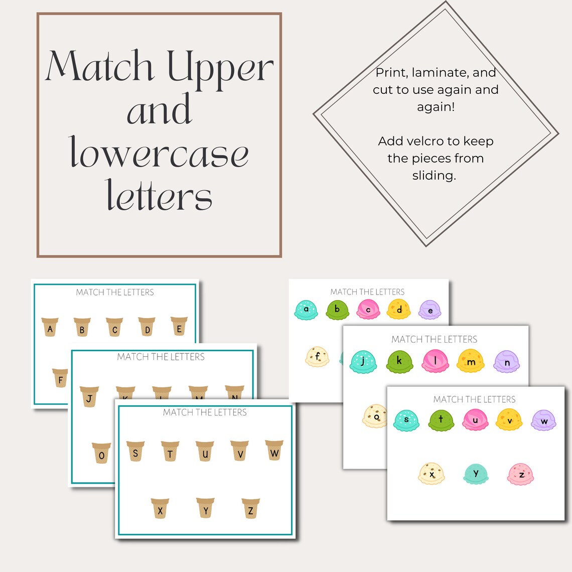 Alphabet and Number Matching Printable, Upper and Lower Case Letters ...