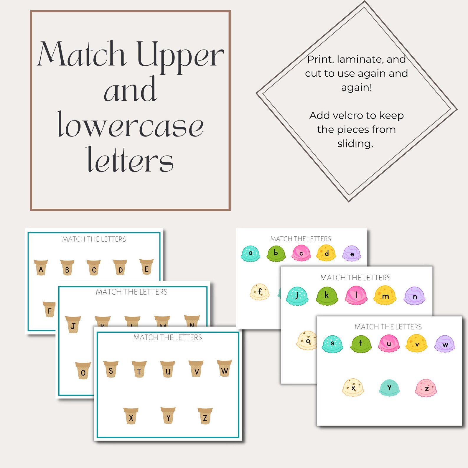 Alphabet and Number Matching Printable, Upper and Lower Case Letters ...