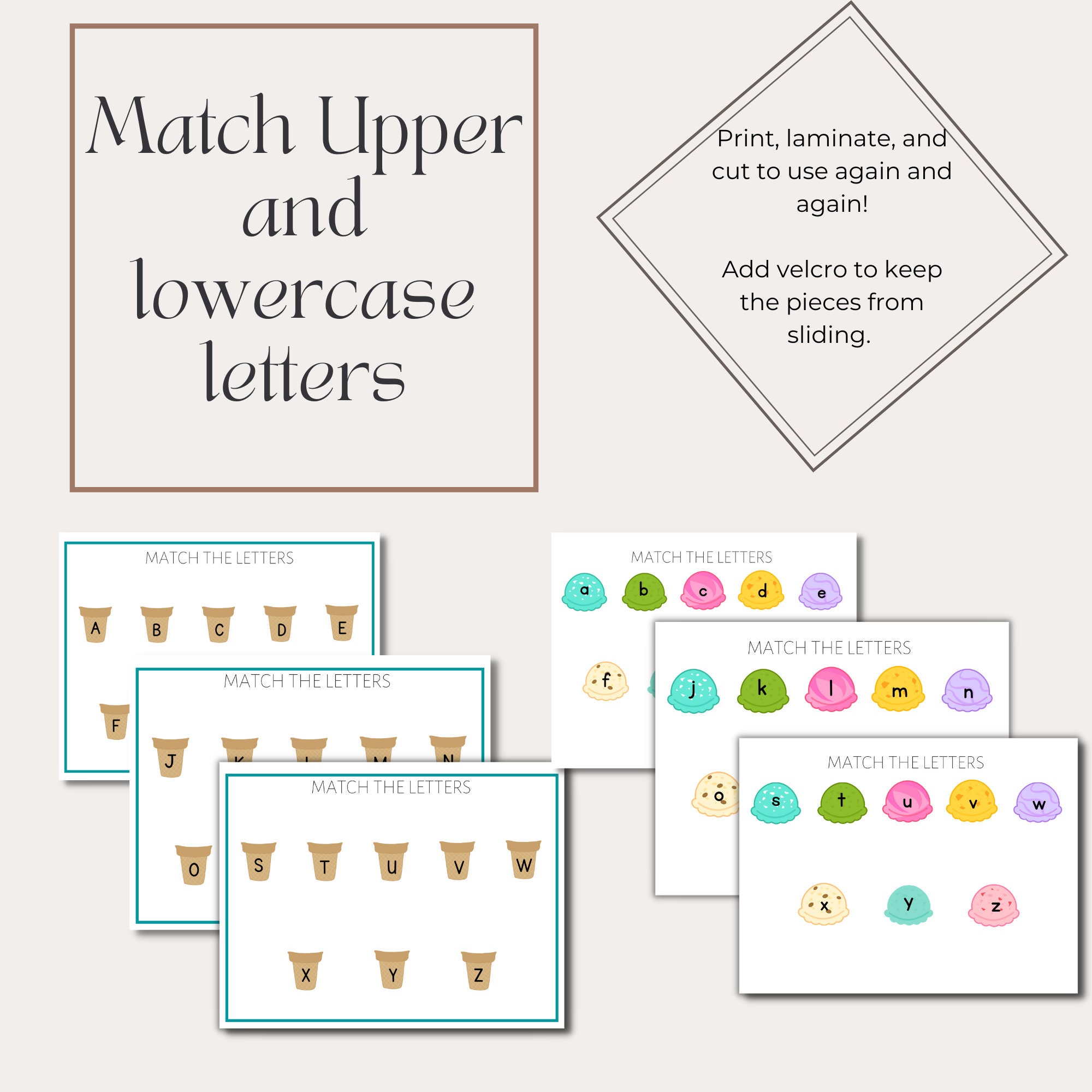 Alphabet and Number Matching Printable, Upper and Lower Case Letters ...