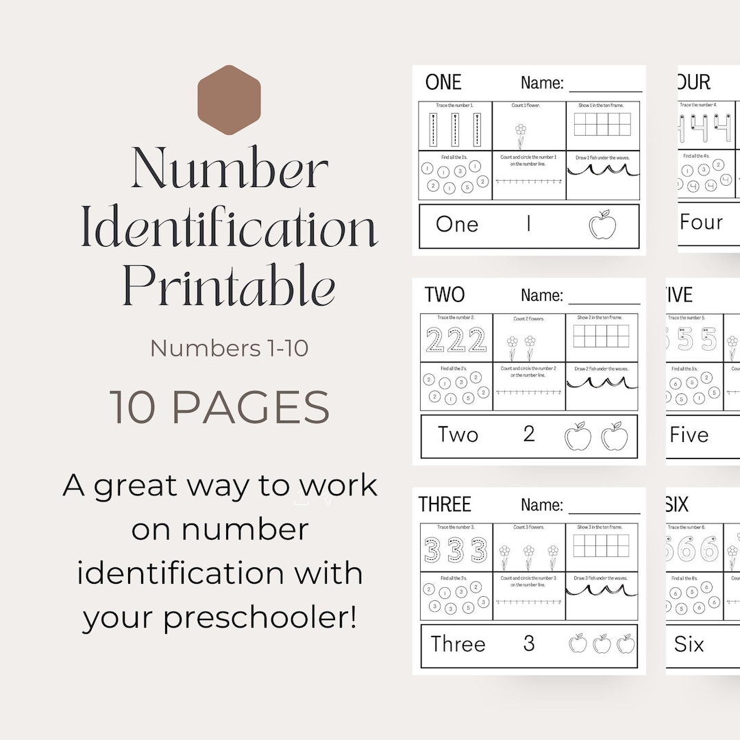 Number Worksheet Printable, Number Identification, Numbers 1-10 ...
