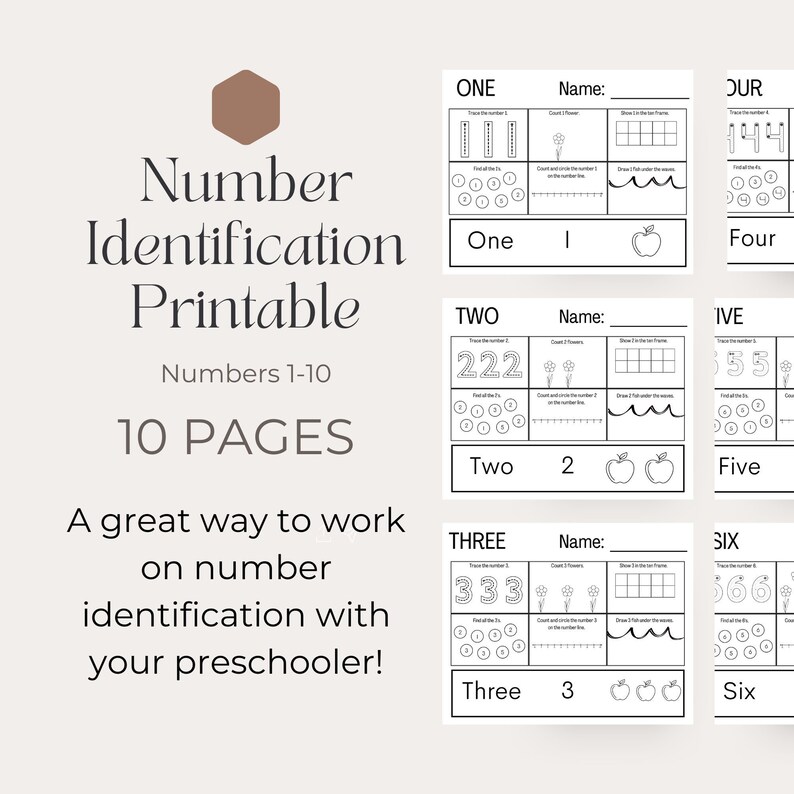 Number Worksheet Printable, Number Identification, Numbers 1-10 ...
