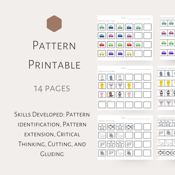 Pattern Printable Preschool Worksheet Homeschool Printable - Etsy