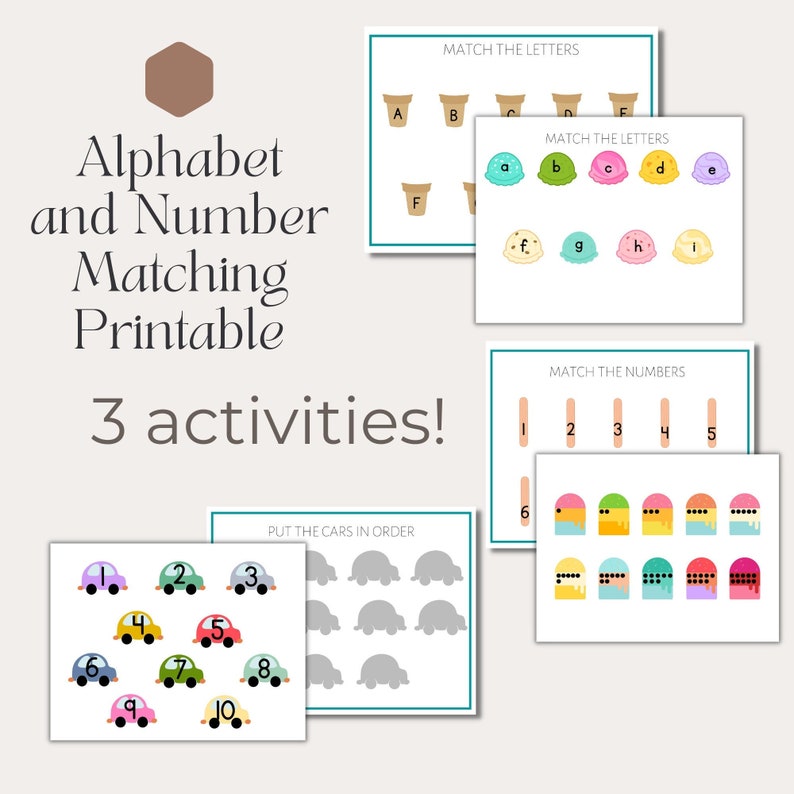Alphabet and Number Matching Printable, Upper and Lower Case Letters ...