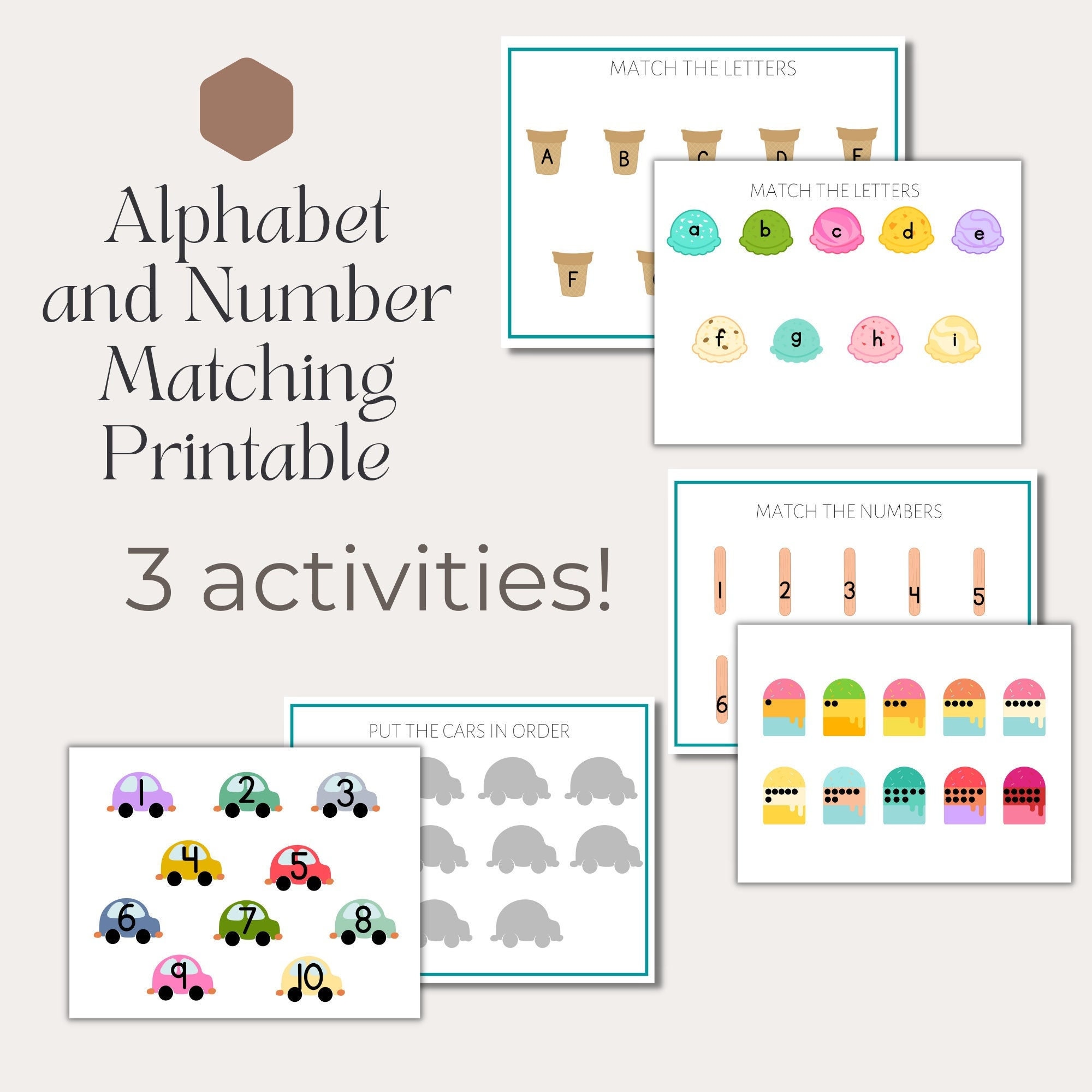 Alphabet and Number Matching Printable, Upper and Lower Case Letters ...