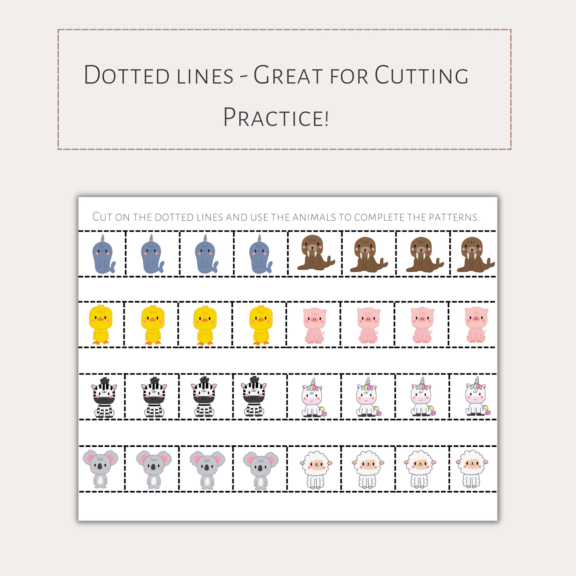 Pattern Printable, Preschool Worksheet, Homeschool Printable, Cut and ...