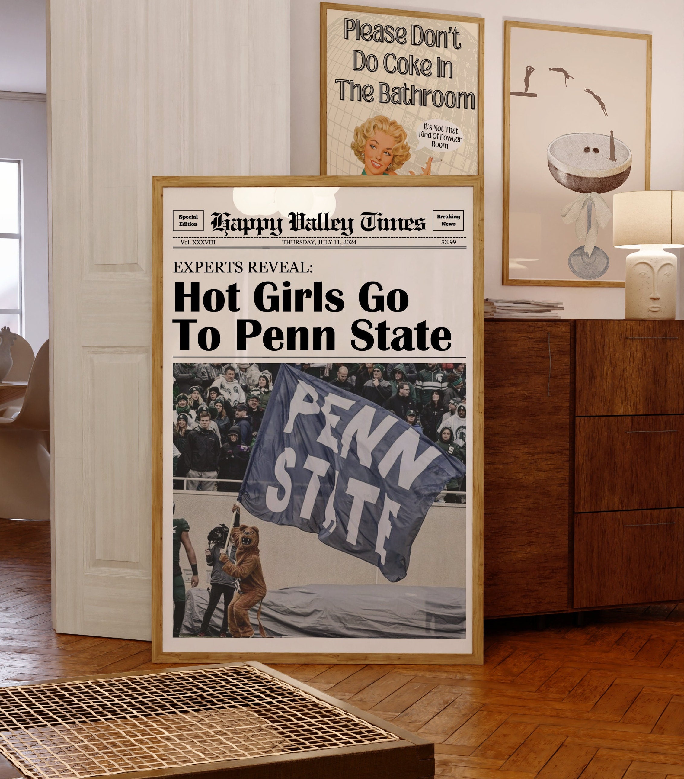 Penn State Prints PSU Dorm Decor Trendy Penn State Wall Art Retro ...