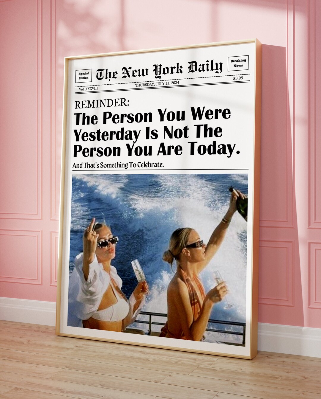 Trendy Newspaper Print, Preppy Poster, New York News, Bar Cart Decor ...