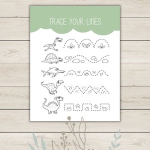 Dino Tracing, Printable, Toddler, Preschool, at Home, Homeschool, Prek ...