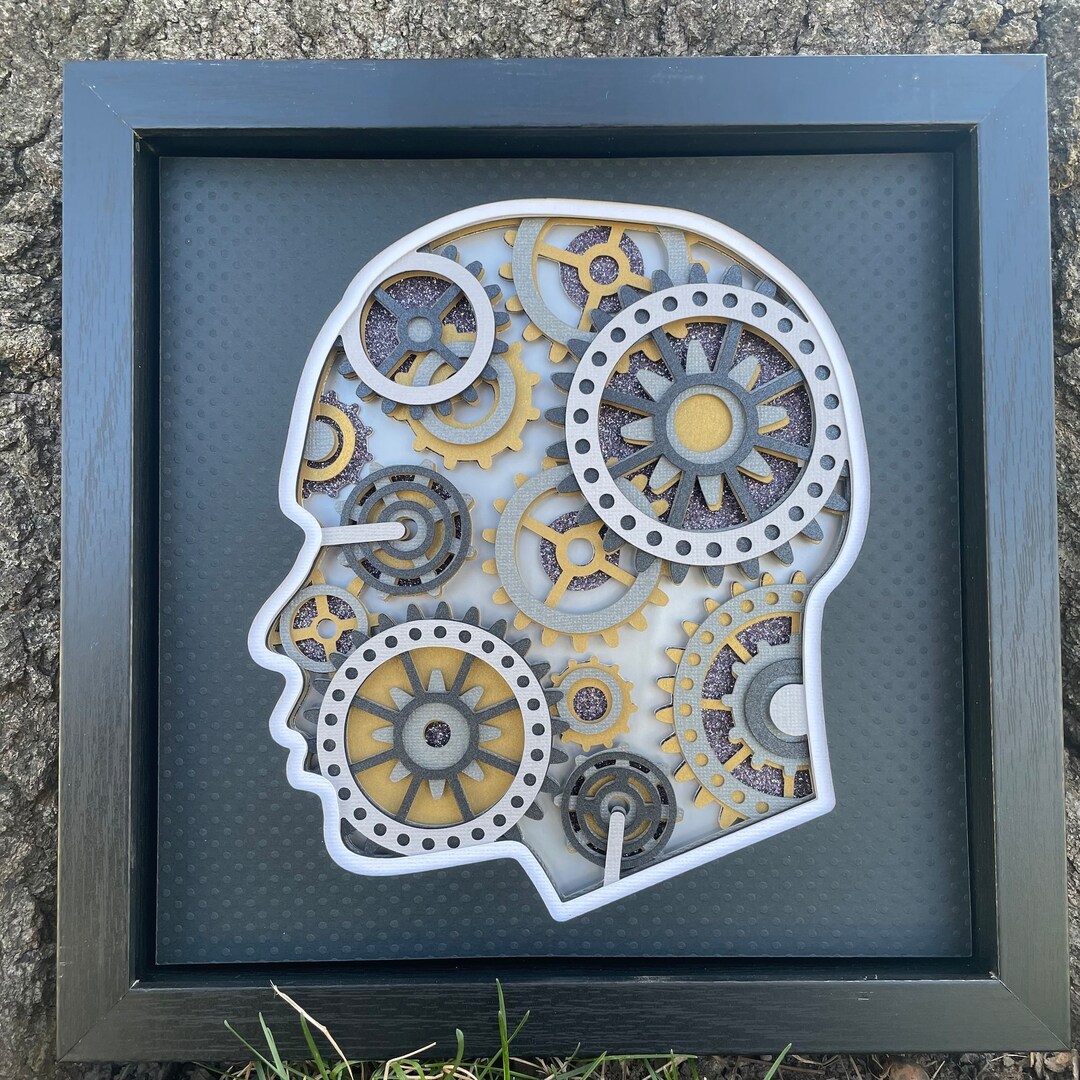 9x 9 3D Gear Head Man Shadow Box/picture - Etsy
