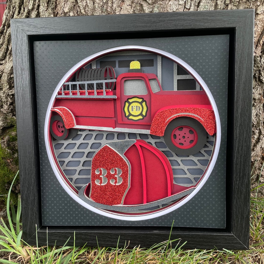 9"x 9" 3D Vintage Fire Truck Shadow Box/picture - Etsy