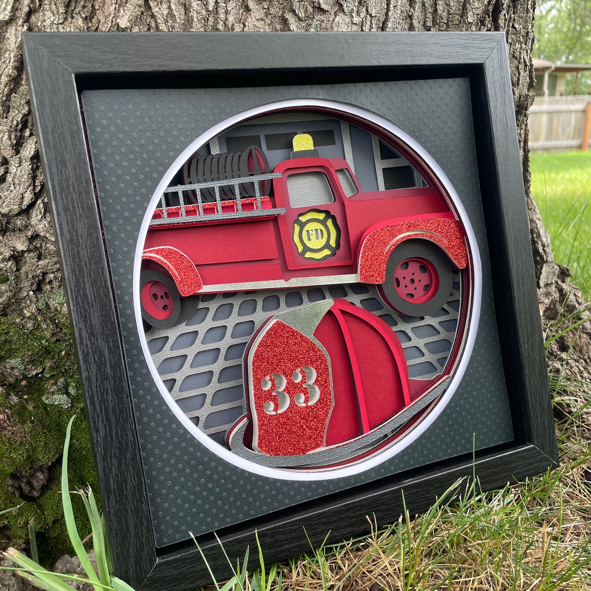 9"x 9" 3D Vintage Fire Truck Shadow Box/picture - Etsy
