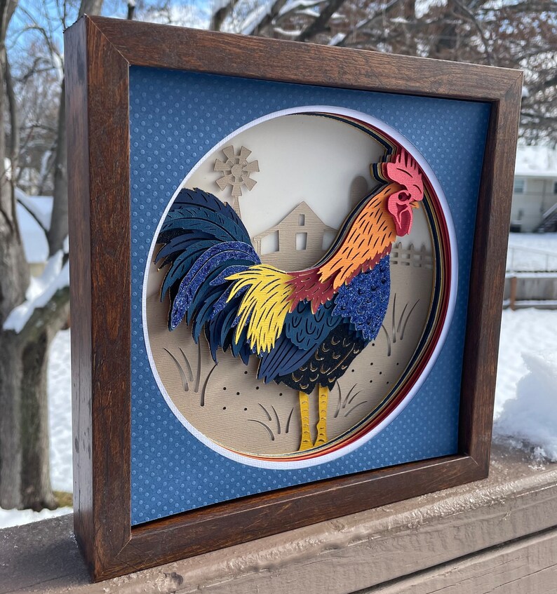 9"x 9" 3D Rooster Shadow Box/picture - Etsy