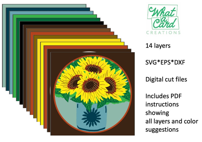 Sunflowers in a Vase 3D SVG Digital File - Etsy
