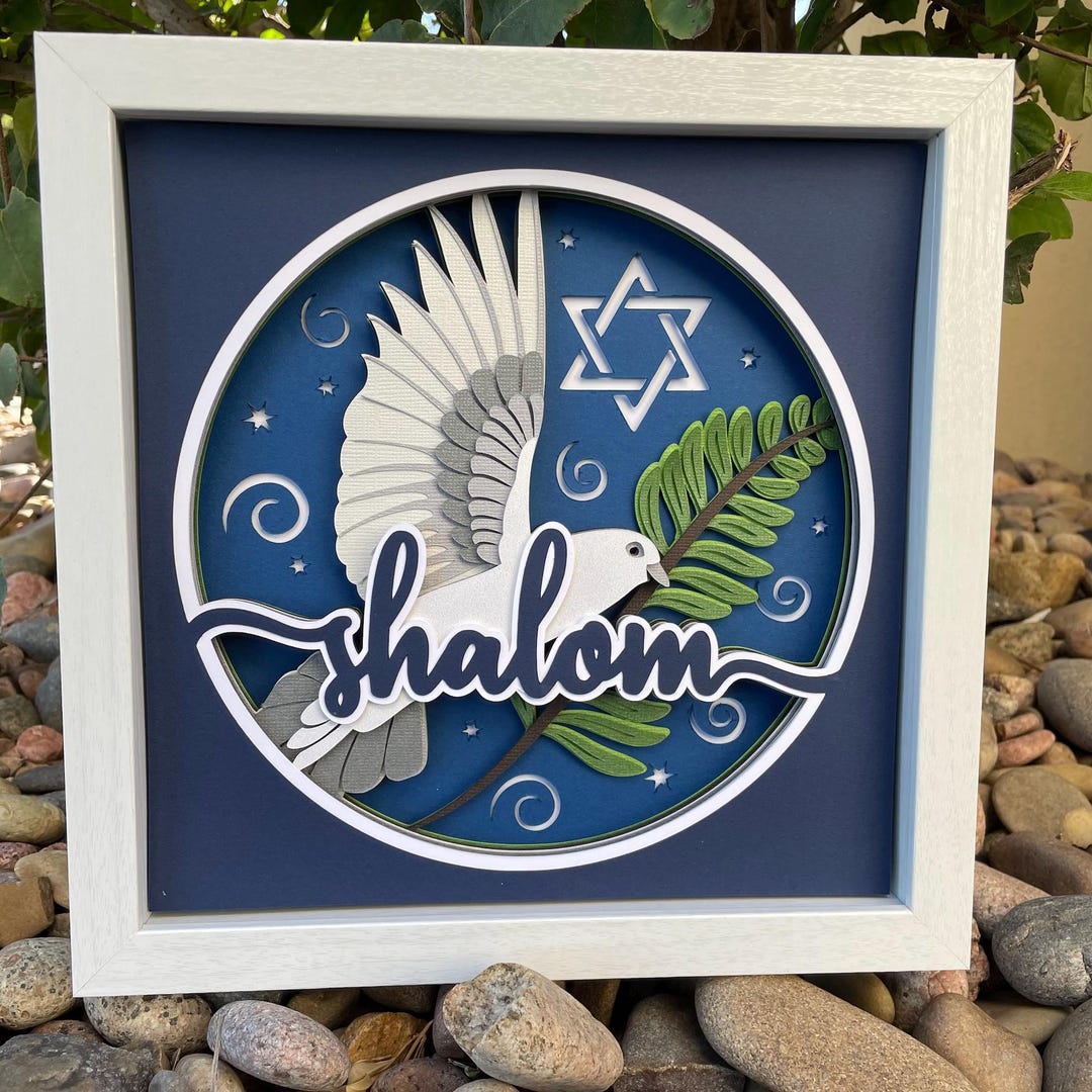9"x 9" 3D Shalom Israel Dove Star of David Shadow Box/picture - Etsy