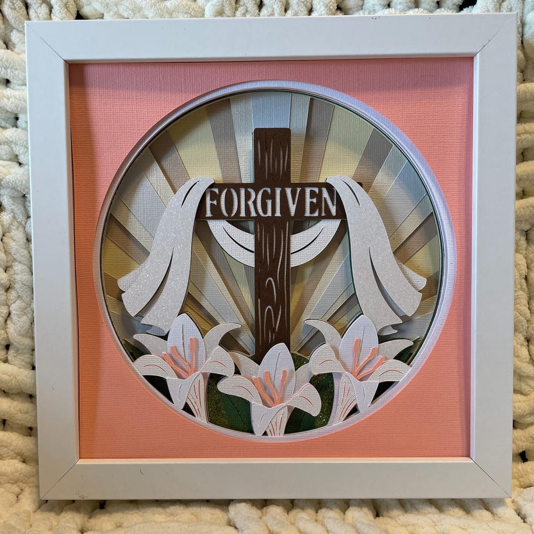 8x 8 3D Lily Forgiven Cross Shadow Box/picture - Etsy