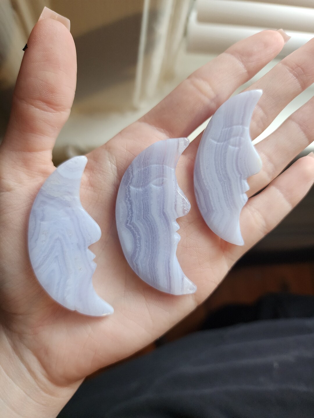 Blue Lace Agate Moons - Etsy