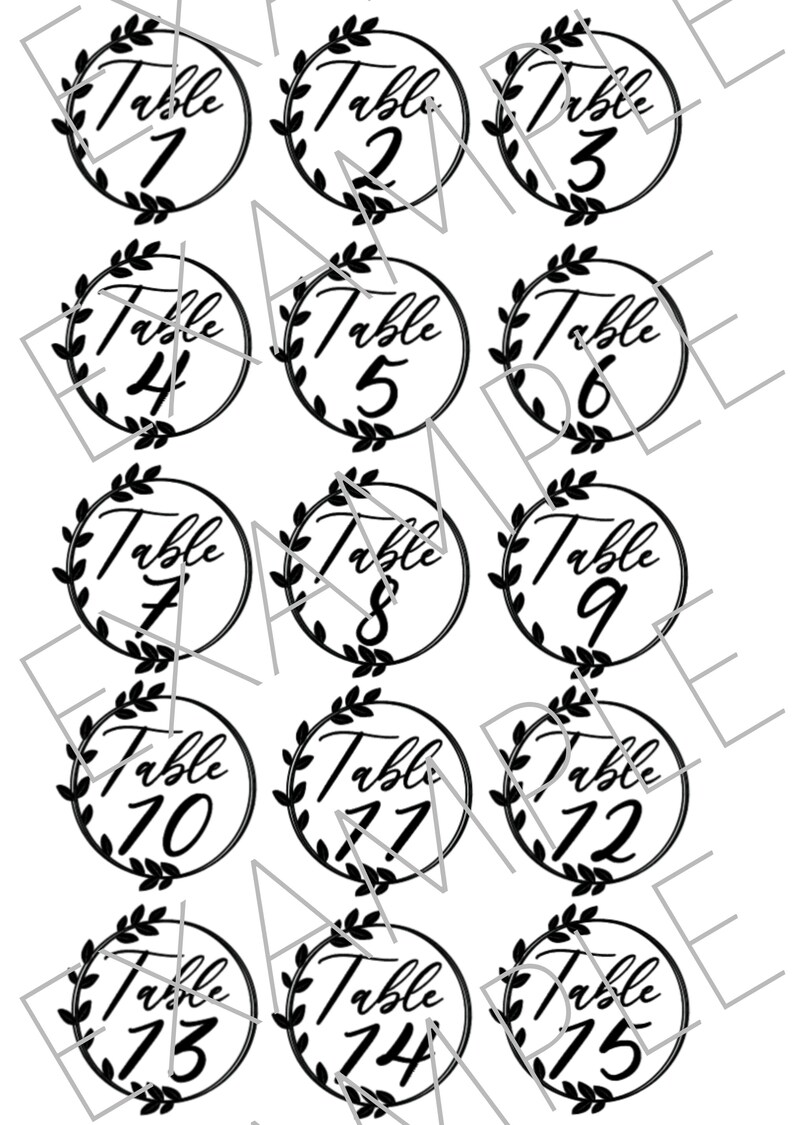 Wedding Table Numbers, Printable Table Numbers, Digital Wedding ...