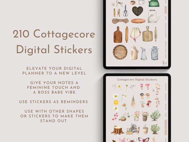Cottagecore Digital Sticker Book With Cute Stickers for Your Digital ...