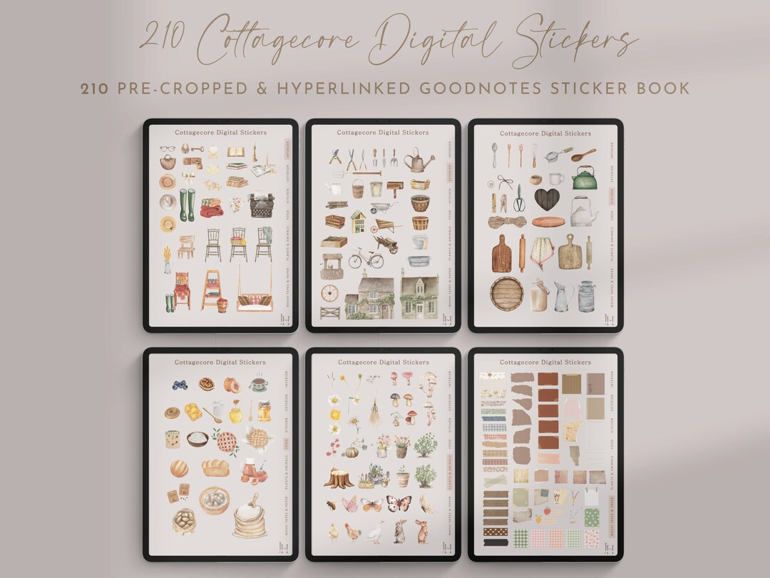 Cottagecore Digital Sticker Book With Cute Stickers for Your - Etsy