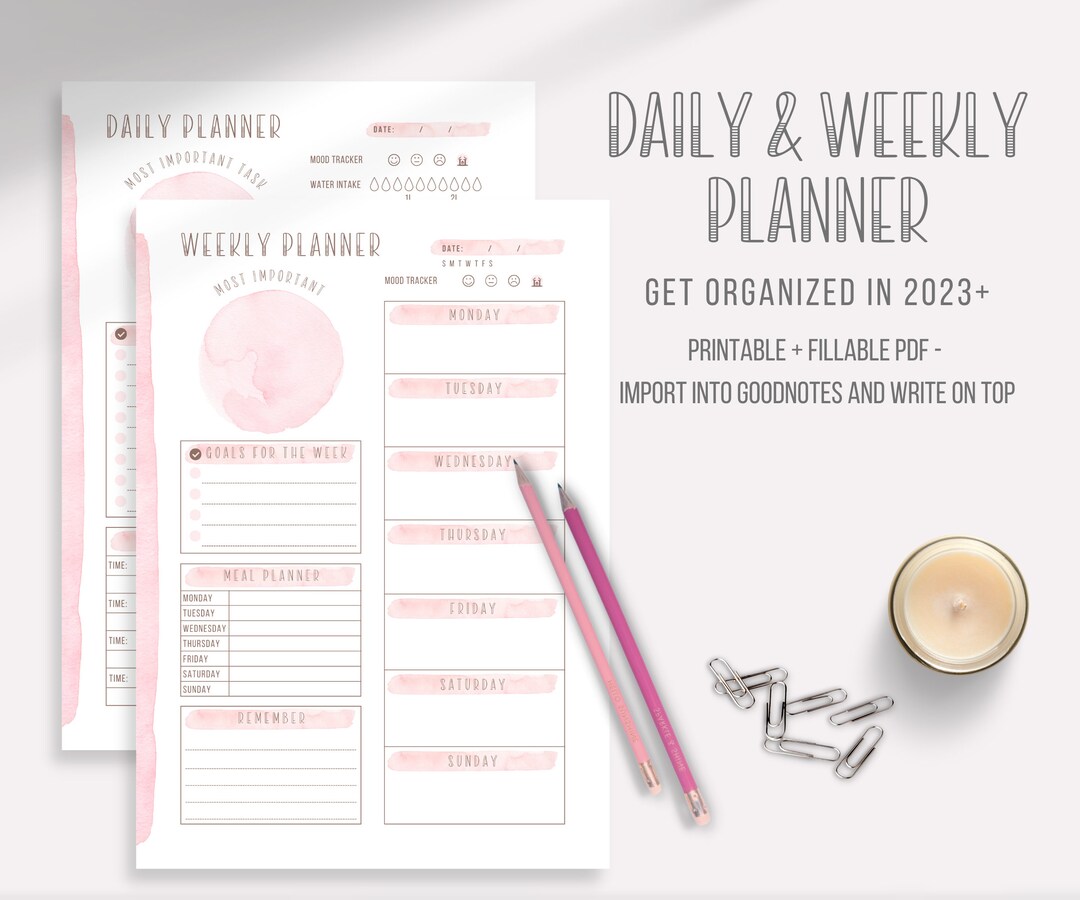 Daily and Weekly Planner 2024 Printable Wellness Planner for Mental ...