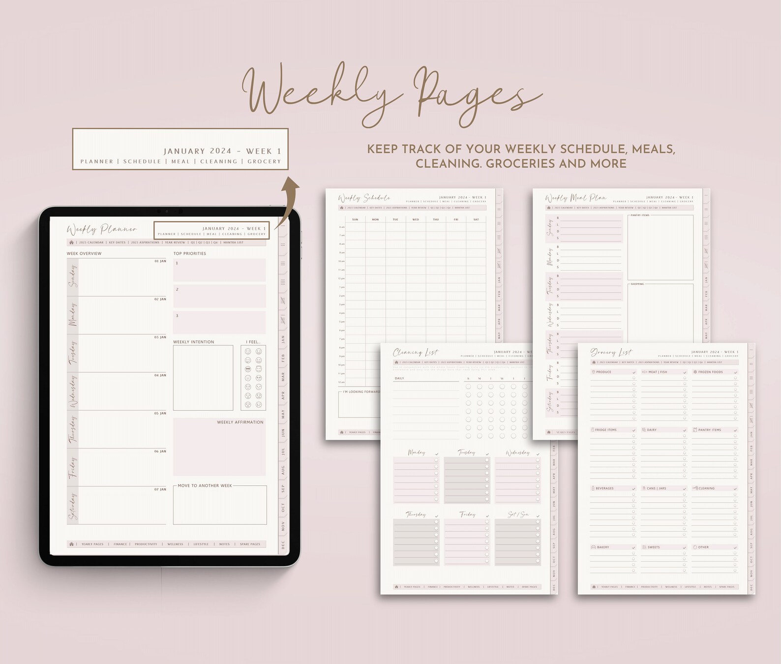 2024 Goodnotes Digital Planner and Goodnotes Sticker Book I Am Her. She ...