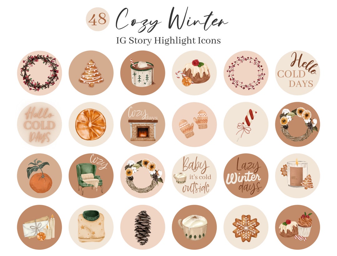 48 Cozy Winter IG Story Highlight Icons - Beige & Brown - Instagram ...