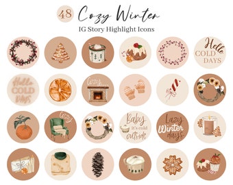 48 Cozy Winter IG Story Highlight Icons - Beige & Brown - Instagram ...