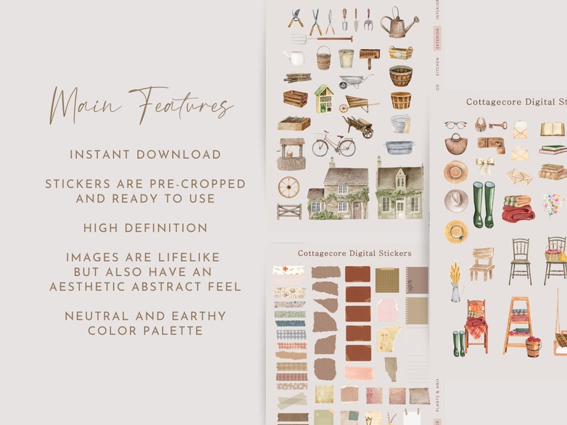 Cottagecore Digital Sticker Book With Cute Stickers for Your Digital ...