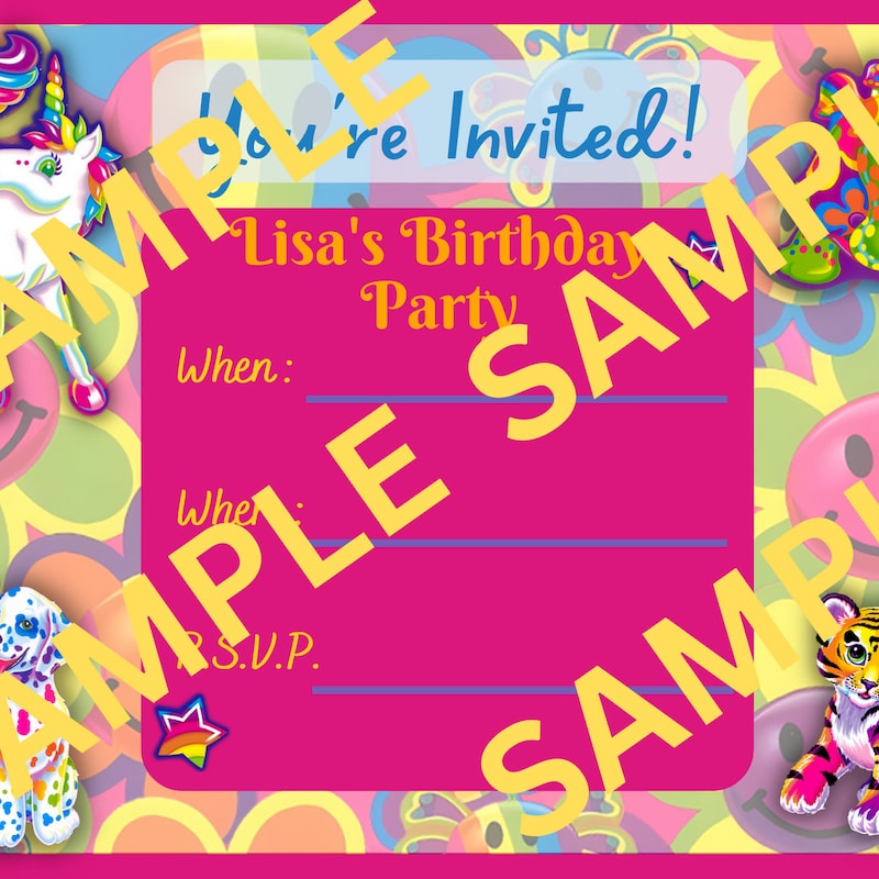 Lisa Frank Birthday Invitation - Etsy