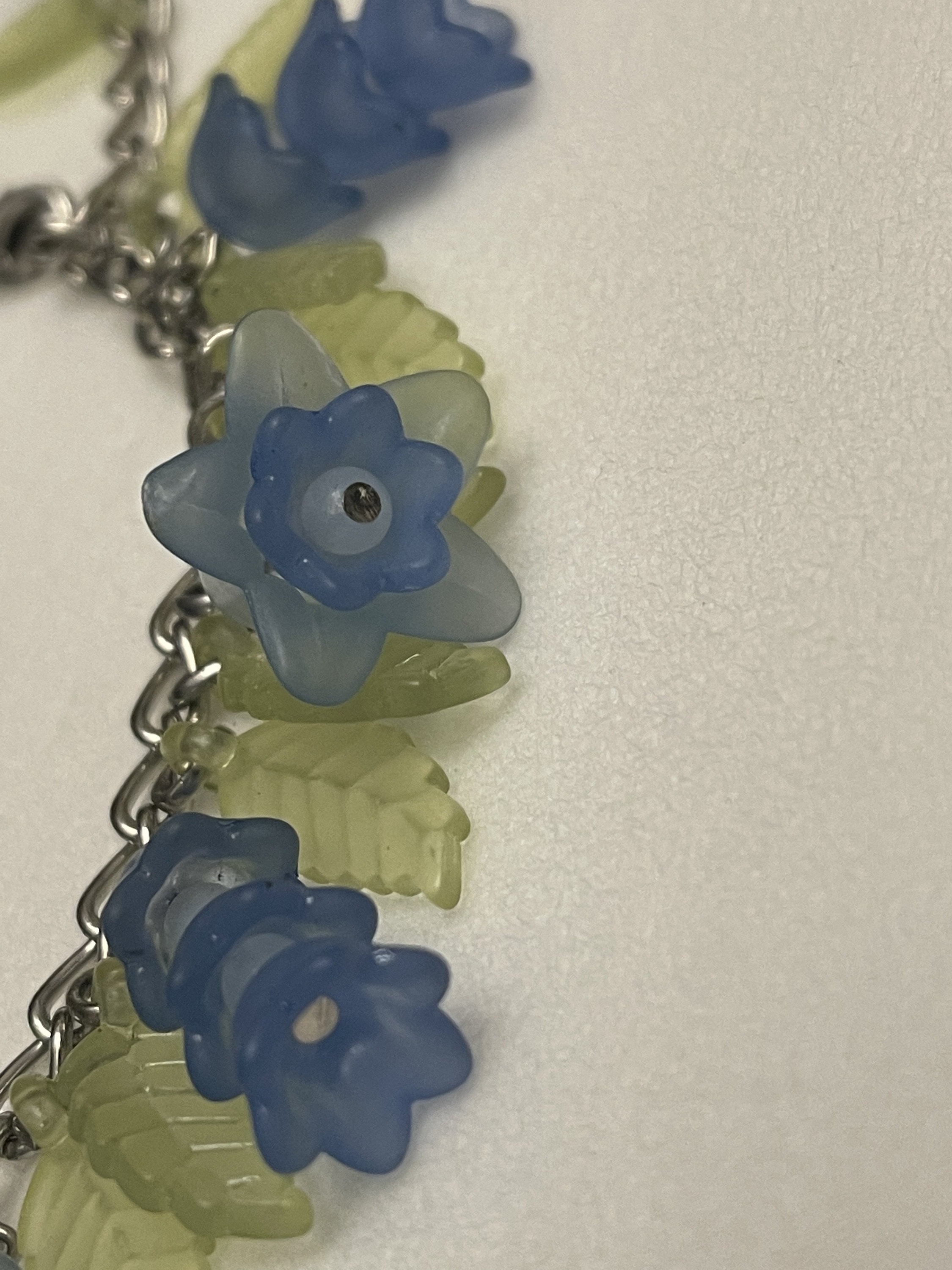 Beautiful Floral CHARM Bracelet Blue Lucite FLOWERS Handmade One of A ...