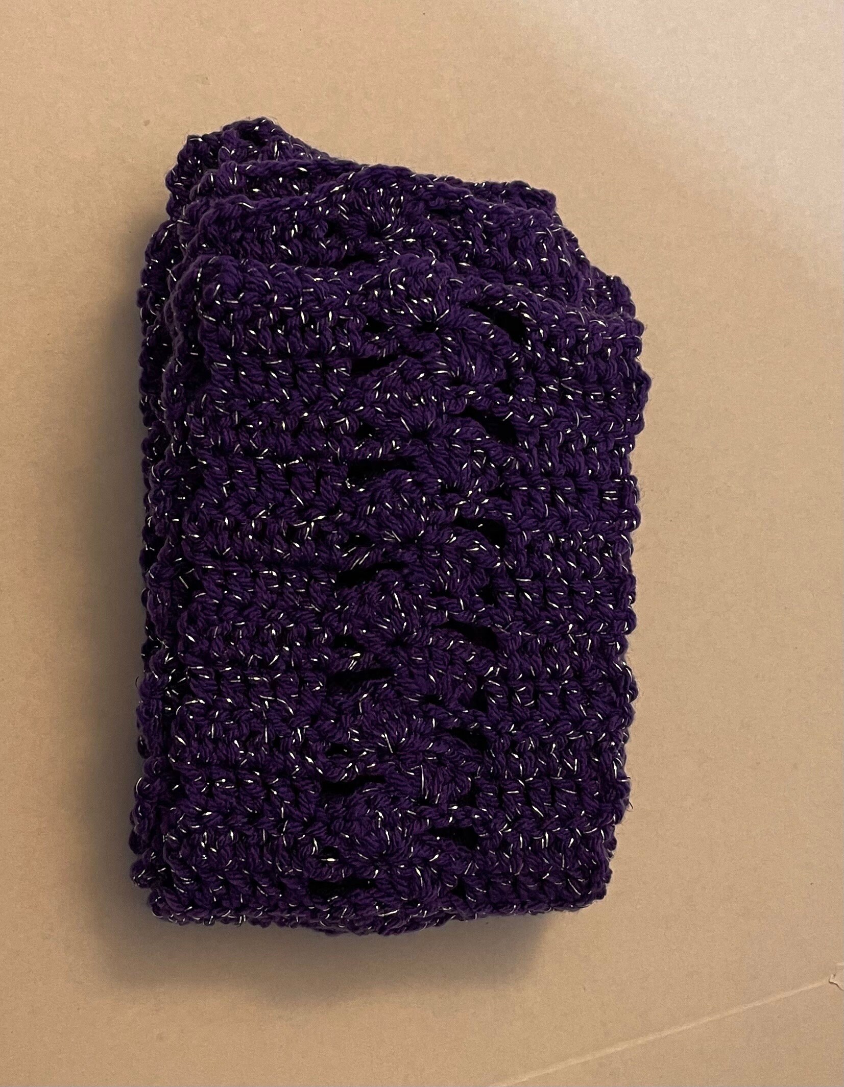 Purple Metallic SCARF Shells Design READY to SHIP 5.5"x68" Hand ...