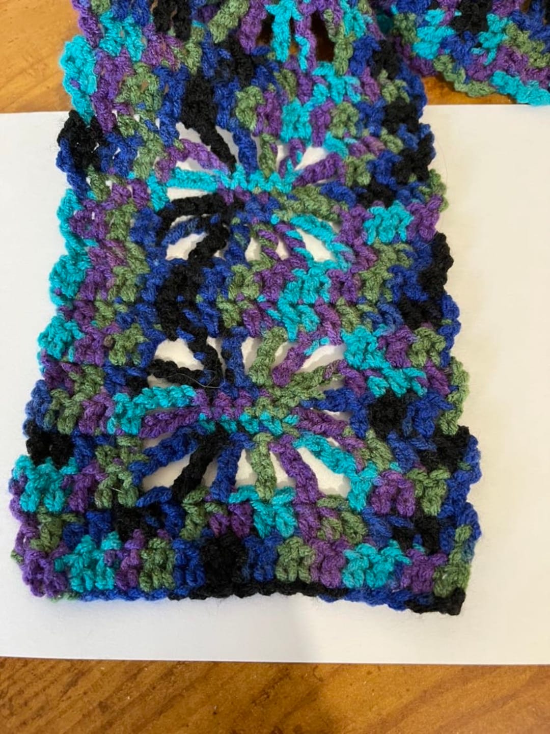 Peacock Scarf Spiderweb Design READY to SHIP 5.5"x50" Child OOAK One of ...