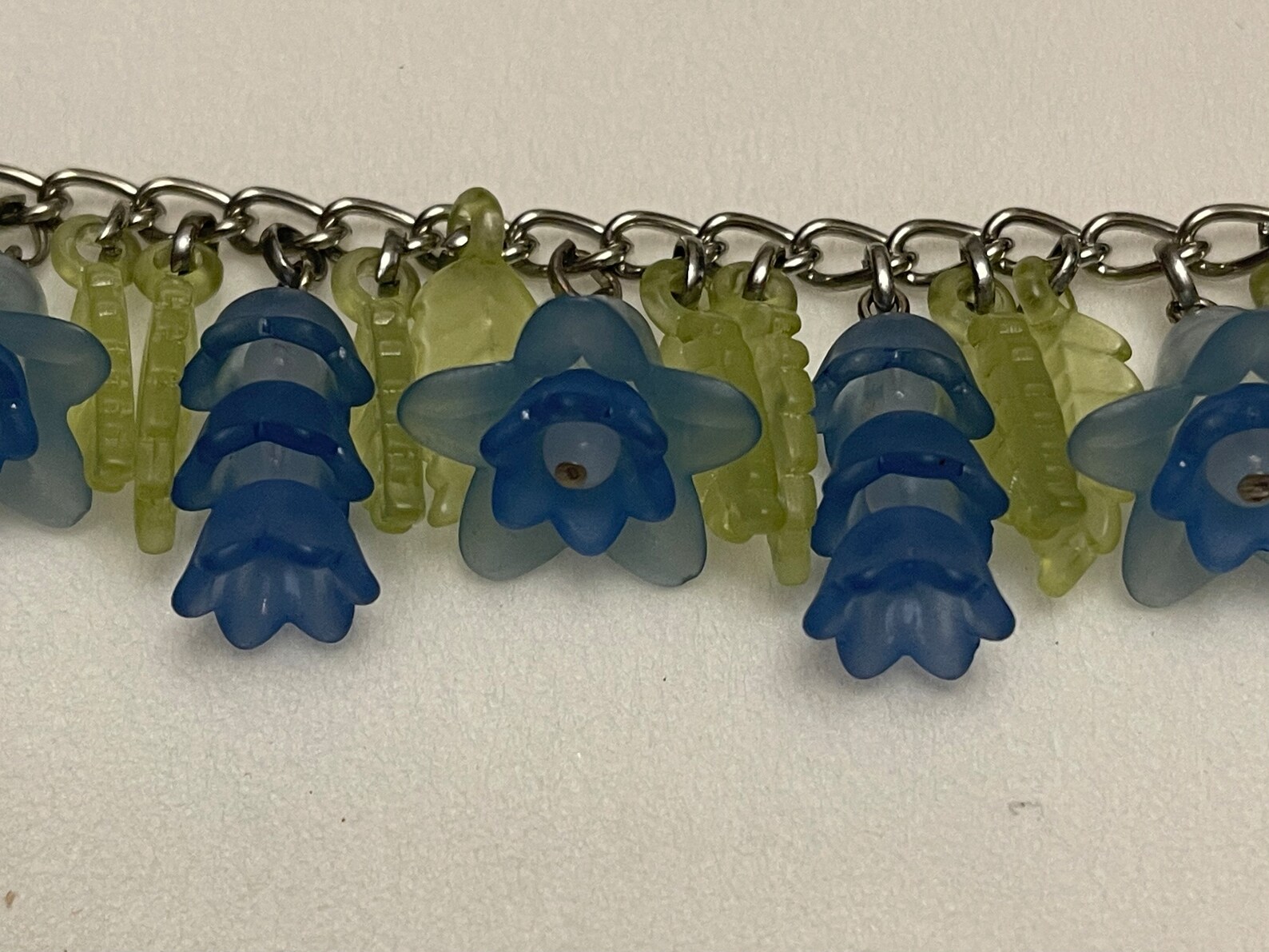 Beautiful Floral CHARM Bracelet Blue Lucite FLOWERS Handmade One of A ...