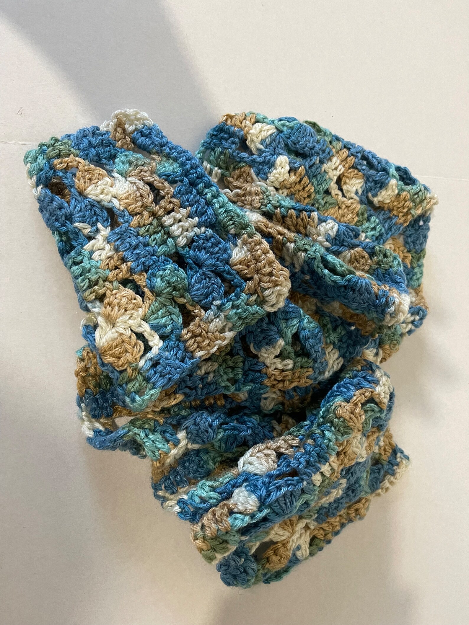 Blue Green SCARF Shell Design READY to SHIP 6"x54" Beautiful Handmade ...